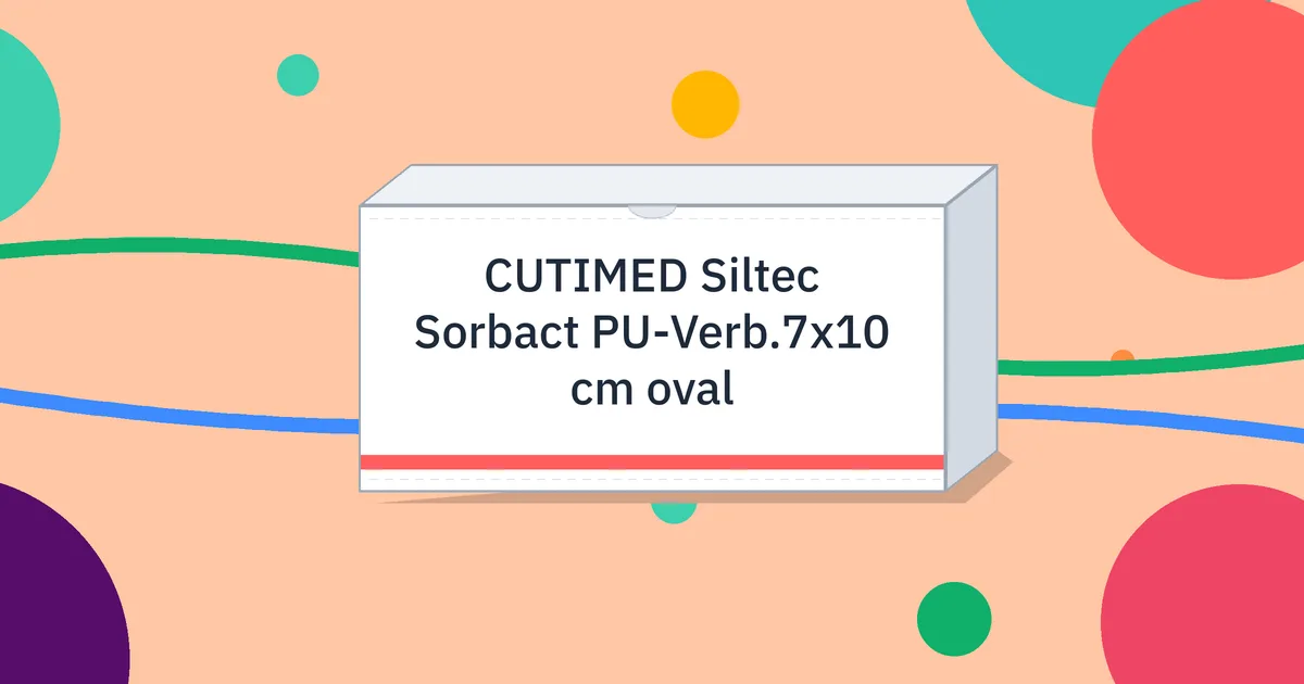 Symbolbild: Packung mit der Aufschrift CUTIMED Siltec Sorbact PU-Verb.7x10 cm oval (PZN 16828669) – Verfügbarkeit und Bezug in Apotheken in Frankfurt am Main