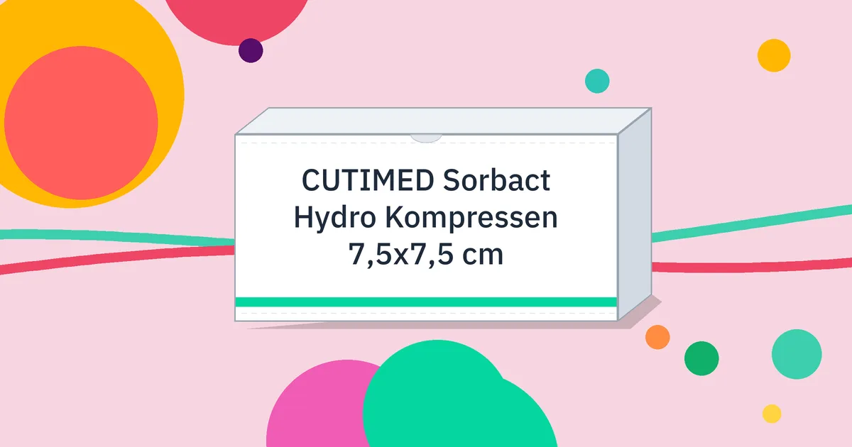 Symbolbild: Packung mit der Aufschrift CUTIMED Sorbact Hydro Kompressen 7,5x7,5 cm (PZN 20114378) – Verfügbarkeit und Bezug in Apotheken in Frankfurt am Main