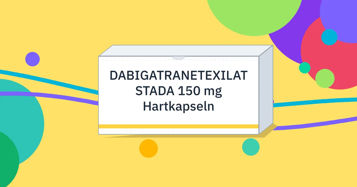 Symbolbild: Packung mit der Aufschrift DABIGATRANETEXILAT STADA 150 mg Hartkapseln (PZN 17397208) – Verfügbarkeit und Bezug in Apotheken in Frankfurt am Main