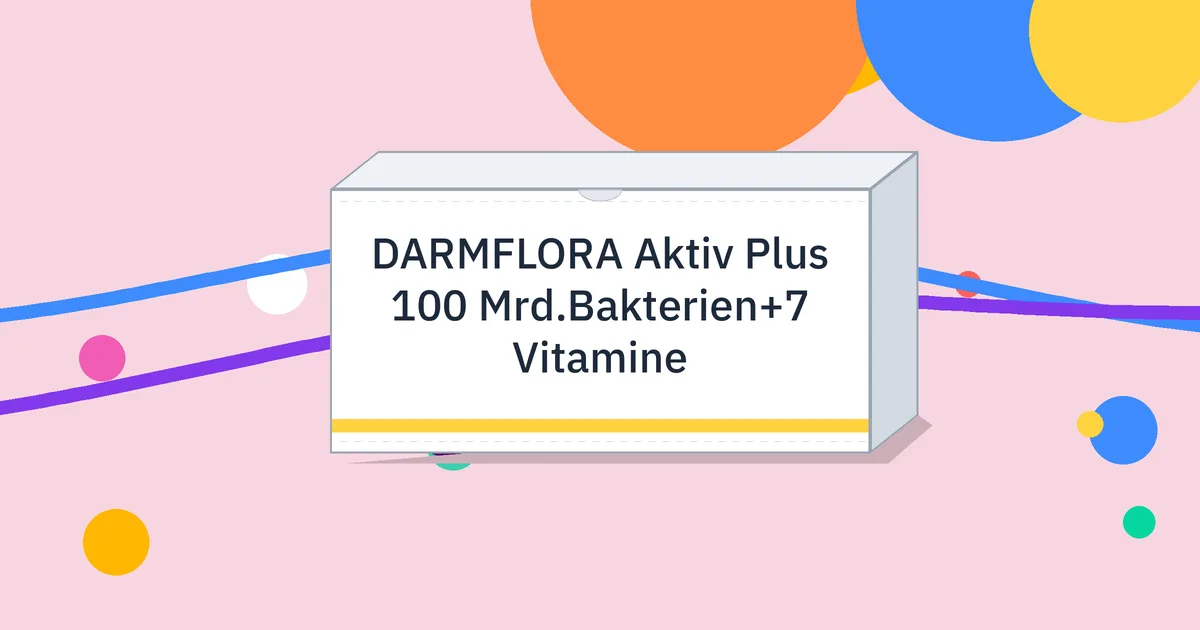Symbolbild: Packung mit der Aufschrift DARMFLORA Aktiv Plus 100 Mrd.Bakterien+7 Vitamine (PZN 14025392) – Verfügbarkeit und Bezug in Apotheken in Frankfurt am Main