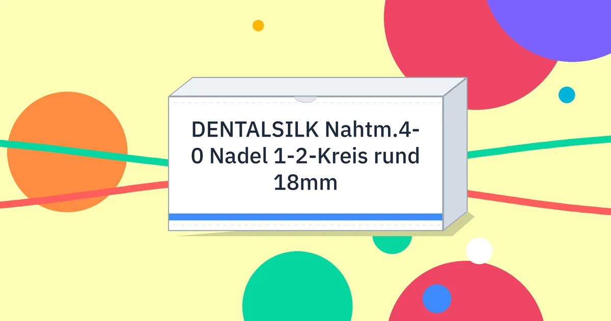 Symbolbild: Packung mit der Aufschrift DENTALSILK Nahtm.4-0 Nadel 1-2-Kreis rund 18mm (PZN 16756697) – Verfügbarkeit und Bezug in Apotheken in Frankfurt am Main