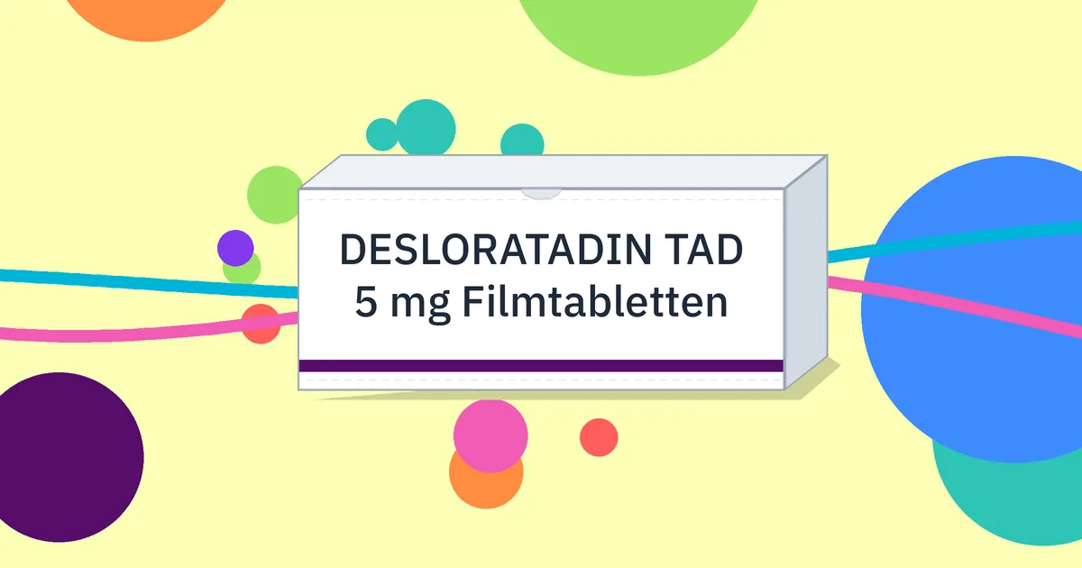 Symbolbild: Packung mit der Aufschrift DESLORATADIN TAD 5 mg Filmtabletten (PZN 16507741) – Verfügbarkeit und Bezug in Apotheken in Frankfurt am Main