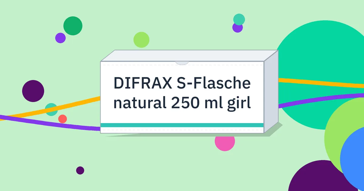 Symbolbild: Packung mit der Aufschrift DIFRAX S-Flasche natural 250 ml girl (PZN 12517955) – Verfügbarkeit und Bezug in Apotheken in Frankfurt am Main
