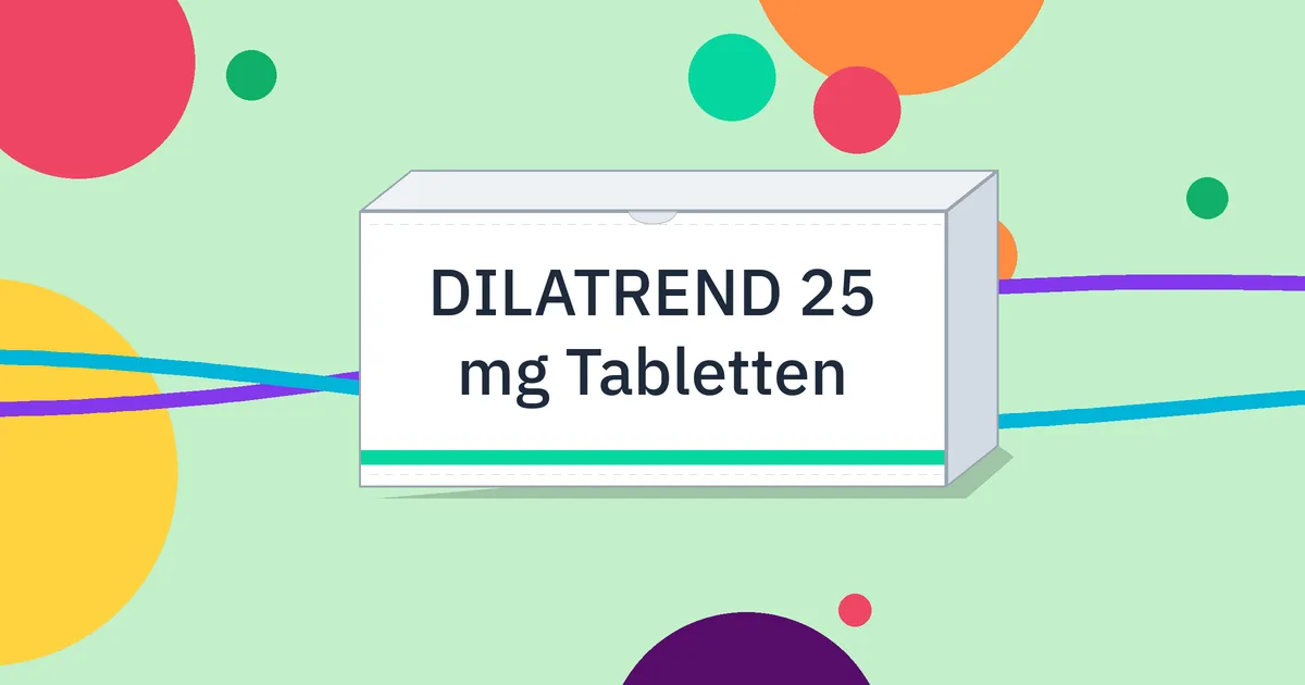 Symbolbild: Packung mit der Aufschrift DILATREND 25 mg Tabletten (PZN 17929421) – Verfügbarkeit und Bezug in Apotheken in Frankfurt am Main