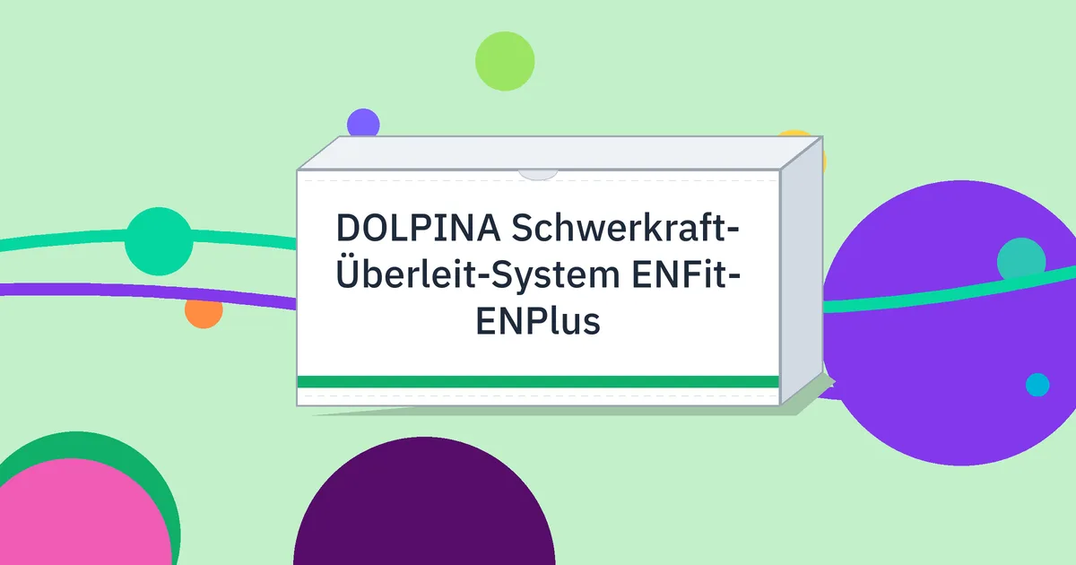 Symbolbild: Packung mit der Aufschrift DOLPINA Schwerkraft-Überleit-System ENFit-ENPlus (PZN 15784579) – Verfügbarkeit und Bezug in Apotheken in Frankfurt am Main