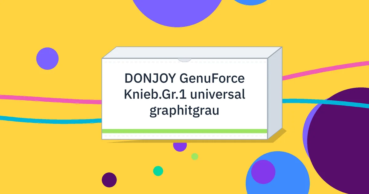 Symbolbild: Packung mit der Aufschrift DONJOY GenuForce Knieb.Gr.1 universal graphitgrau (PZN 18668678) – Verfügbarkeit und Bezug in Apotheken in Frankfurt am Main