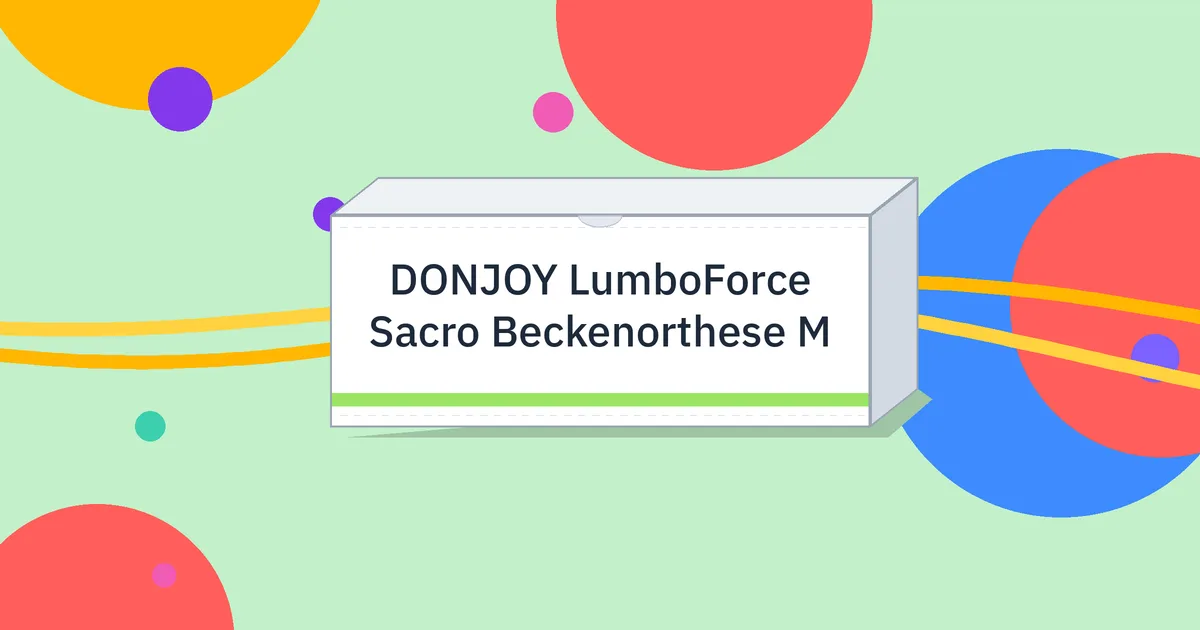 Symbolbild: Packung mit der Aufschrift DONJOY LumboForce Sacro Beckenorthese M (PZN 19377701) – Verfügbarkeit und Bezug in Apotheken in Frankfurt am Main