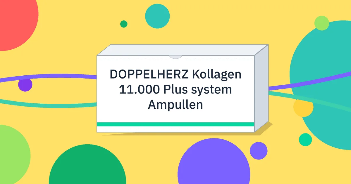 Symbolbild: Packung mit der Aufschrift DOPPELHERZ Kollagen 11.000 Plus system Ampullen (PZN 07625039) – Verfügbarkeit und Bezug in Apotheken in Frankfurt am Main