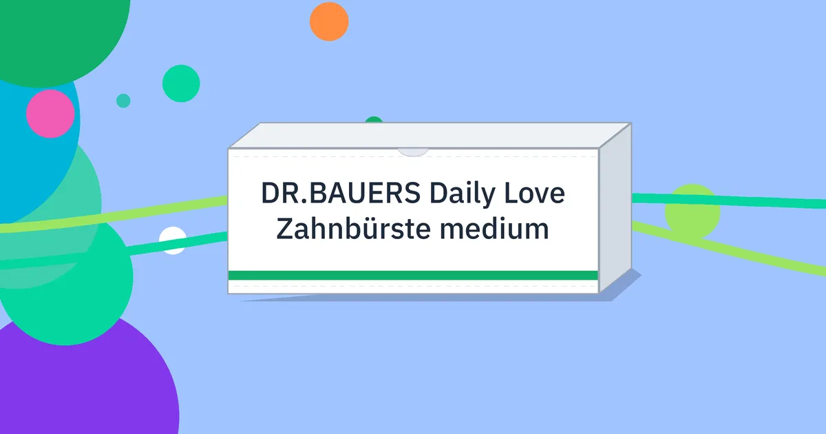 Symbolbild: Packung mit der Aufschrift DR.BAUERS Daily Love Zahnbürste medium (PZN 18113029) – Verfügbarkeit und Bezug in Apotheken in Frankfurt am Main