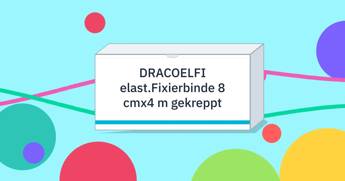 Symbolbild: Packung mit der Aufschrift DRACOELFI elast.Fixierbinde 8 cmx4 m gekreppt (PZN 00736936) – Verfügbarkeit und Bezug in Apotheken in Frankfurt am Main