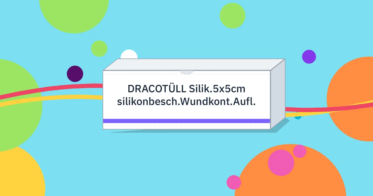 Symbolbild: Packung mit der Aufschrift DRACOTÜLL Silik.5x5cm silikonbesch.Wundkont.Aufl. (PZN 09515160) – Verfügbarkeit und Bezug in Apotheken in Frankfurt am Main