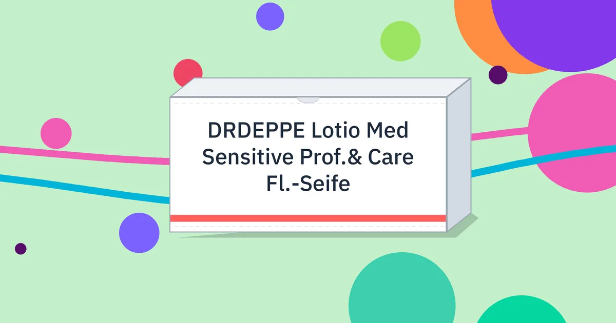 Symbolbild: Packung mit der Aufschrift DRDEPPE Lotio Med Sensitive Prof.& Care Fl.-Seife (PZN 18311918) – Verfügbarkeit und Bezug in Apotheken in Frankfurt am Main