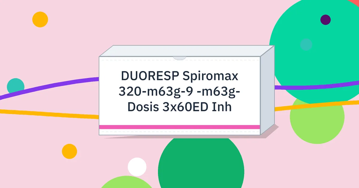 Symbolbild: Packung mit der Aufschrift DUORESP Spiromax 320-m63g-9 -m63g-Dosis 3x60ED Inh (PZN 11339782) – Verfügbarkeit und Bezug in Apotheken in Frankfurt am Main