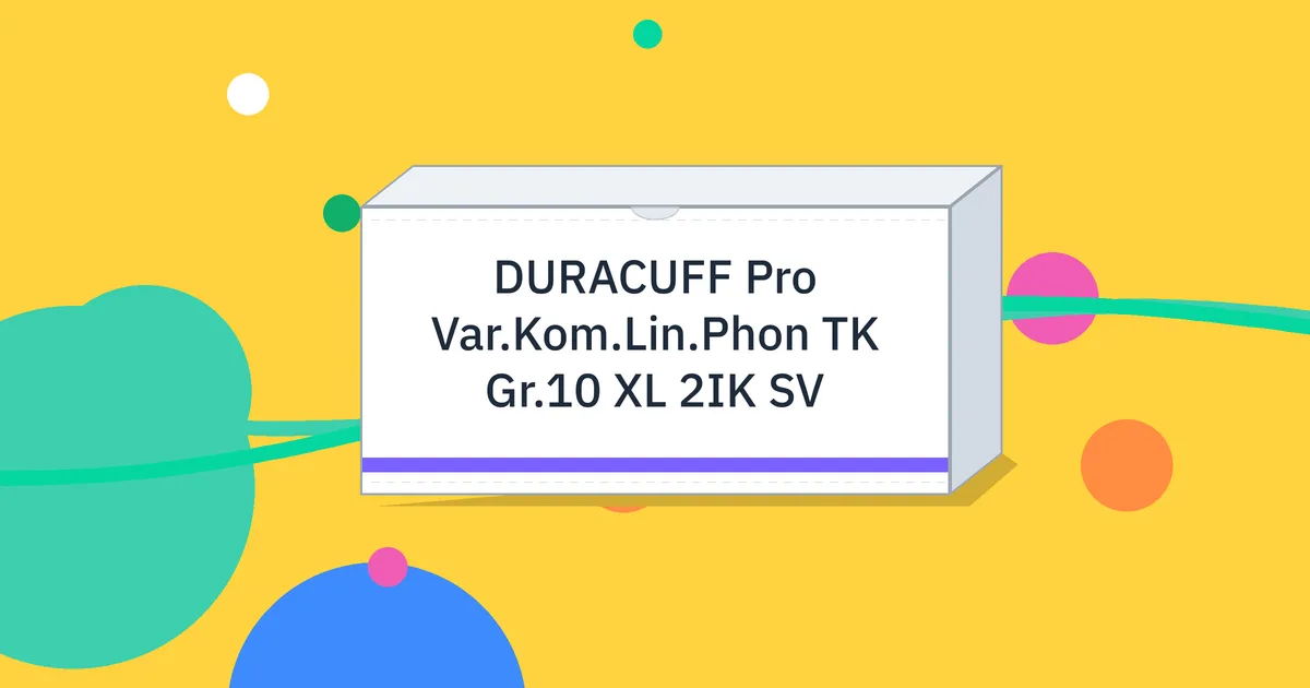 Symbolbild: Packung mit der Aufschrift DURACUFF Pro Var.Kom.Lin.Phon TK Gr.10 XL 2IK SV (PZN 19245773) – Verfügbarkeit und Bezug in Apotheken in Frankfurt am Main