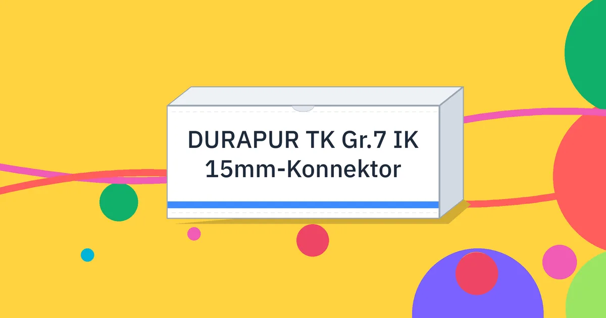 Symbolbild: Packung mit der Aufschrift DURAPUR TK Gr.7 IK 15mm-Konnektor (PZN 16030693) – Verfügbarkeit und Bezug in Apotheken in Frankfurt am Main
