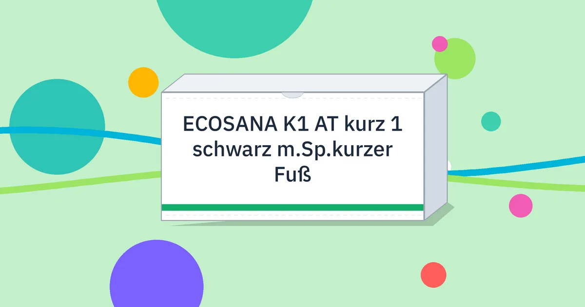 Symbolbild: Packung mit der Aufschrift ECOSANA K1 AT kurz 1 schwarz m.Sp.kurzer Fuß (PZN 04731166) – Verfügbarkeit und Bezug in Apotheken in Frankfurt am Main