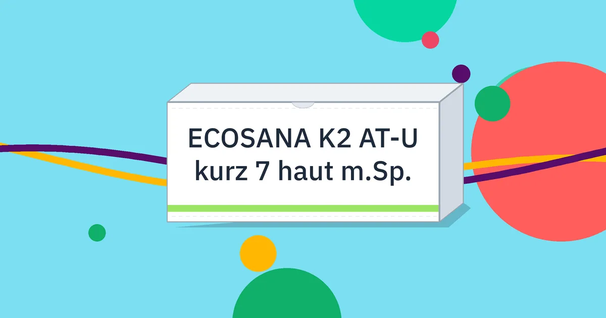 Symbolbild: Packung mit der Aufschrift ECOSANA K2 AT-U kurz 7 haut m.Sp. (PZN 01602971) – Verfügbarkeit und Bezug in Apotheken in Frankfurt am Main