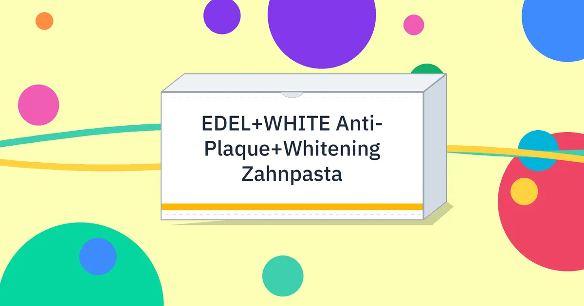 Symbolbild: Packung mit der Aufschrift EDEL+WHITE Anti-Plaque+Whitening Zahnpasta (PZN 17180868) – Verfügbarkeit und Bezug in Apotheken in Frankfurt am Main
