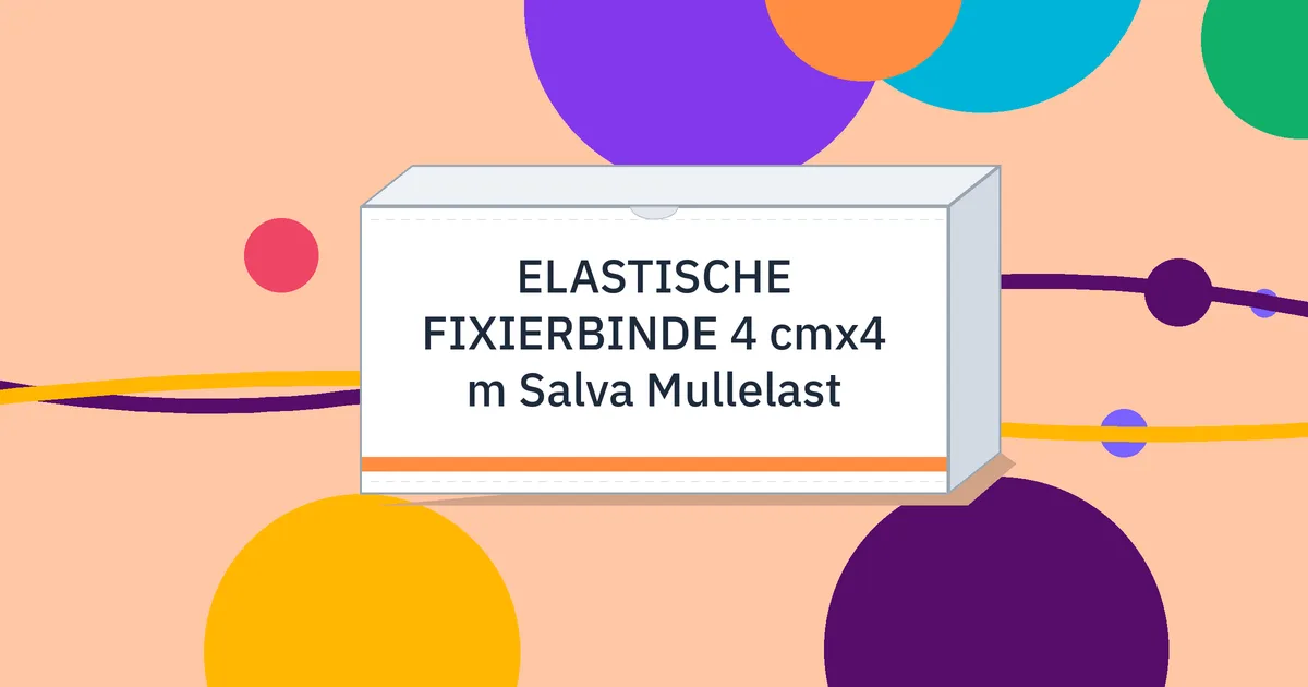 Symbolbild: Packung mit der Aufschrift ELASTISCHE FIXIERBINDE 4 cmx4 m Salva Mullelast (PZN 17152091) – Verfügbarkeit und Bezug in Apotheken in Frankfurt am Main