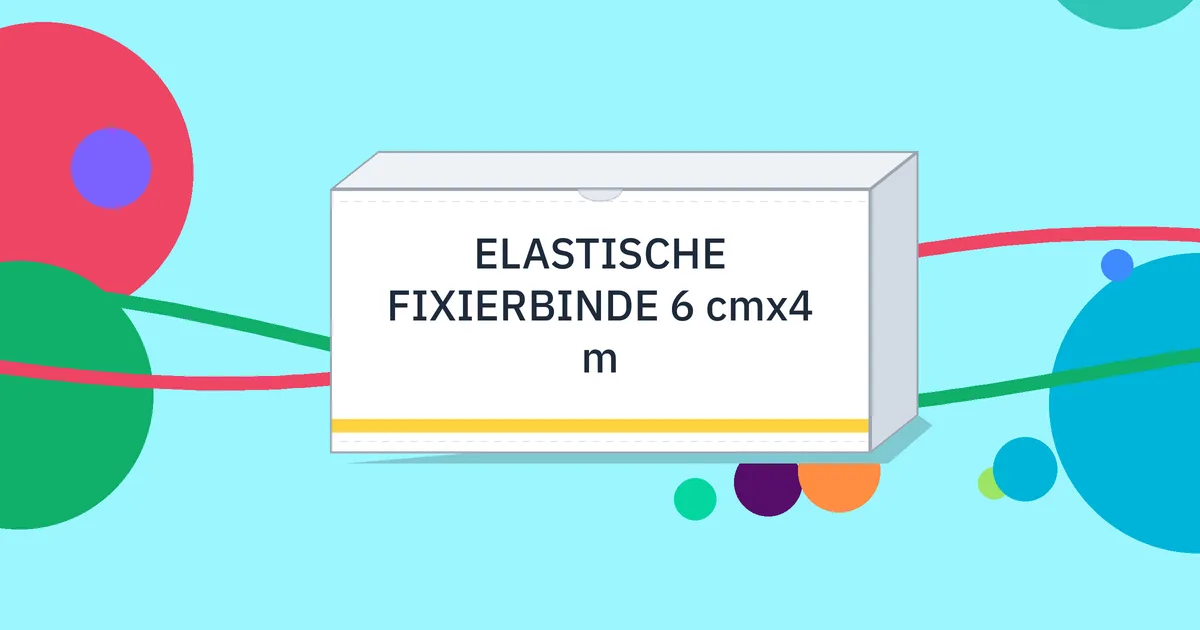 Symbolbild: Packung mit der Aufschrift ELASTISCHE FIXIERBINDE 6 cmx4 m (PZN 18374020) – Verfügbarkeit und Bezug in Apotheken in Frankfurt am Main
