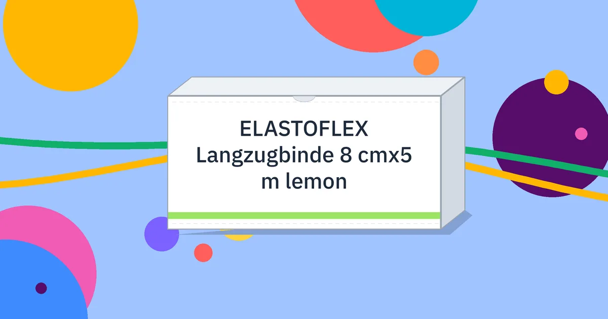 Symbolbild: Packung mit der Aufschrift ELASTOFLEX Langzugbinde 8 cmx5 m lemon (PZN 17176140) – Verfügbarkeit und Bezug in Apotheken in Frankfurt am Main