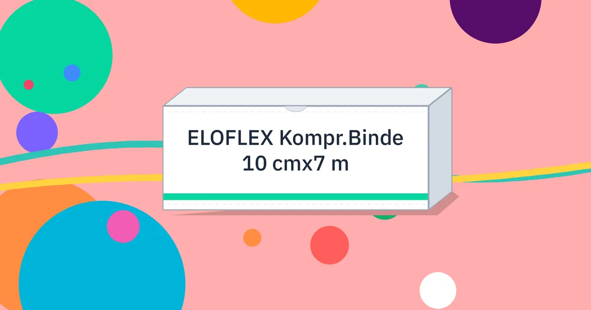 Symbolbild: Packung mit der Aufschrift ELOFLEX Kompr.Binde 10 cmx7 m (PZN 04692012) – Verfügbarkeit und Bezug in Apotheken in Frankfurt am Main