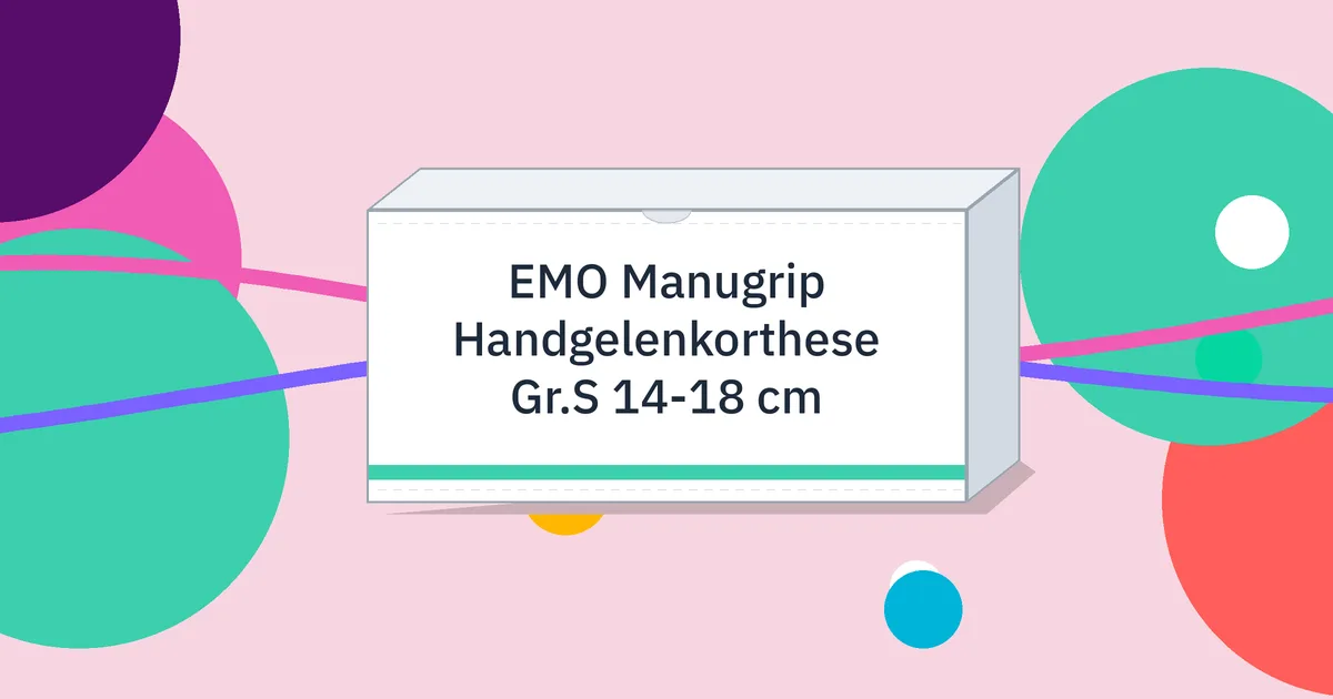 Symbolbild: Packung mit der Aufschrift EMO Manugrip Handgelenkorthese Gr.S 14-18 cm (PZN 15235453) – Verfügbarkeit und Bezug in Apotheken in Frankfurt am Main