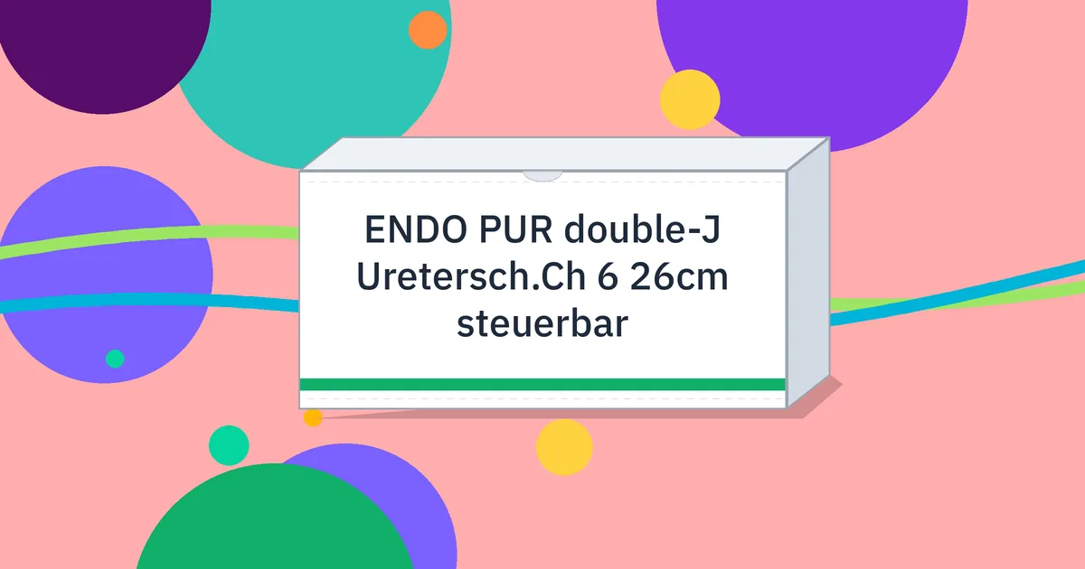 Symbolbild: Packung mit der Aufschrift ENDO PUR double-J Uretersch.Ch 6 26cm steuerbar (PZN 00438179) – Verfügbarkeit und Bezug in Apotheken in Frankfurt am Main
