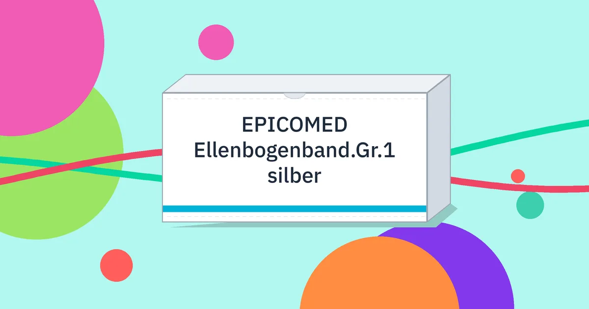 Symbolbild: Packung mit der Aufschrift EPICOMED Ellenbogenband.Gr.1 silber (PZN 15314632) – Verfügbarkeit und Bezug in Apotheken in Frankfurt am Main