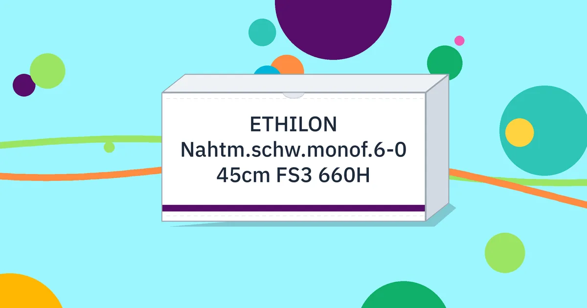 Symbolbild: Packung mit der Aufschrift ETHILON Nahtm.schw.monof.6-0 45cm FS3 660H (PZN 16777593) – Verfügbarkeit und Bezug in Apotheken in Frankfurt am Main