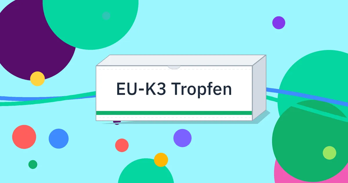 Symbolbild: Packung mit der Aufschrift EU-K3 Tropfen (PZN 11000173) – Verfügbarkeit und Bezug in Apotheken in Frankfurt am Main