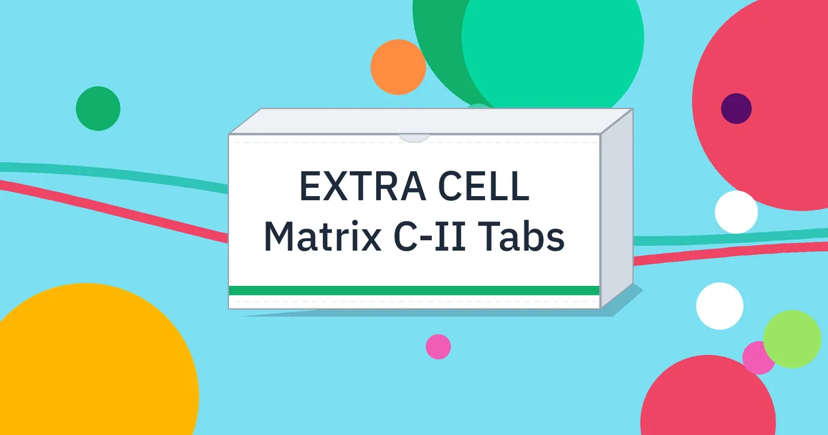 Symbolbild: Packung mit der Aufschrift EXTRA CELL Matrix C-II Tabs (PZN 18467514) – Verfügbarkeit und Bezug in Apotheken in Frankfurt am Main