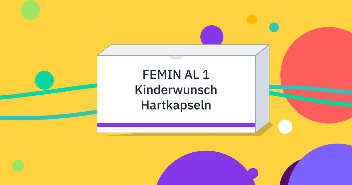 Symbolbild: Packung mit der Aufschrift FEMIN AL 1 Kinderwunsch Hartkapseln (PZN 18886524) – Verfügbarkeit und Bezug in Apotheken in Frankfurt am Main