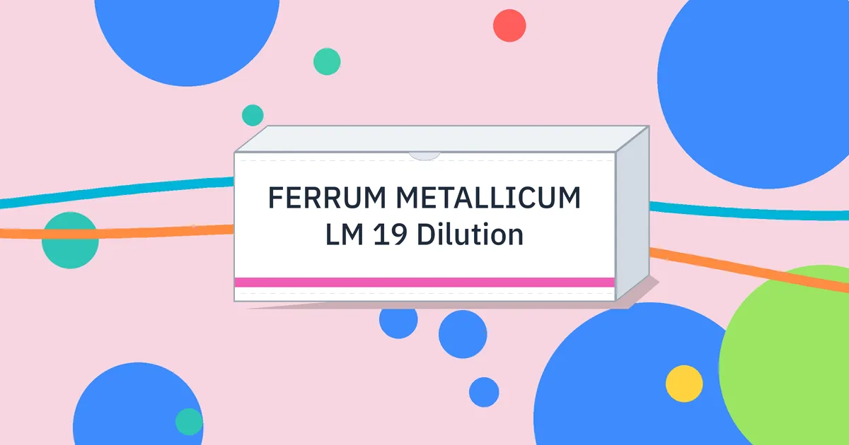 Symbolbild: Packung mit der Aufschrift FERRUM METALLICUM LM 19 Dilution (PZN 12850353) – Verfügbarkeit und Bezug in Apotheken in Frankfurt am Main