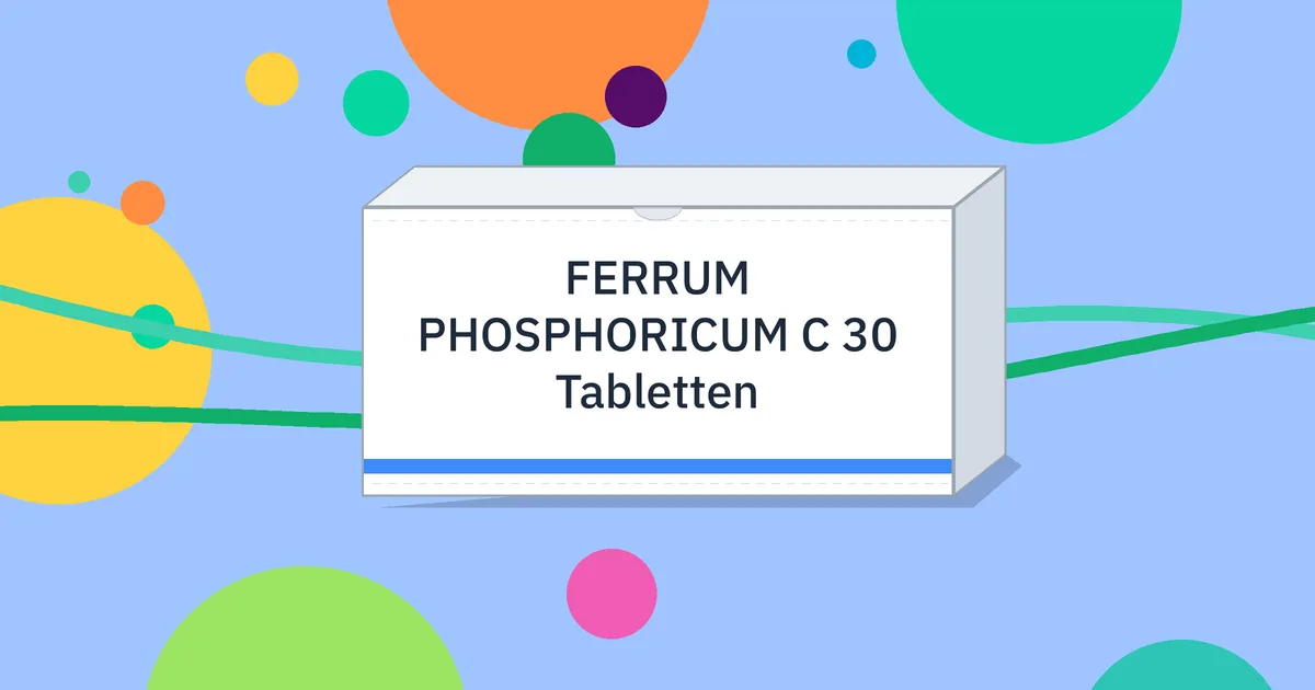 Symbolbild: Packung mit der Aufschrift FERRUM PHOSPHORICUM C 30 Tabletten (PZN 07141643) – Verfügbarkeit und Bezug in Apotheken in Frankfurt am Main