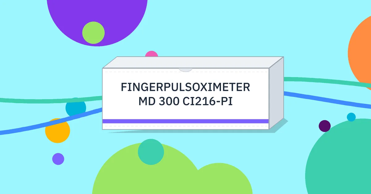 Symbolbild: Packung mit der Aufschrift FINGERPULSOXIMETER MD 300 CI216-PI (PZN 15748081) – Verfügbarkeit und Bezug in Apotheken in Frankfurt am Main