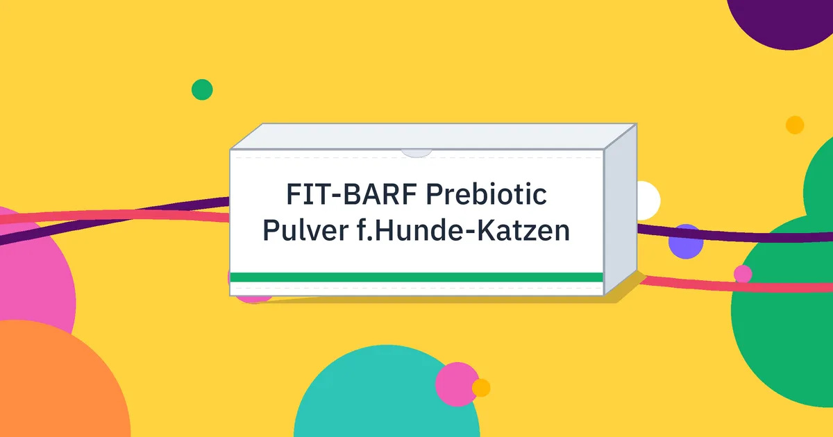 Symbolbild: Packung mit der Aufschrift FIT-BARF Prebiotic Pulver f.Hunde-Katzen (PZN 18501441) – Verfügbarkeit und Bezug in Apotheken in Frankfurt am Main