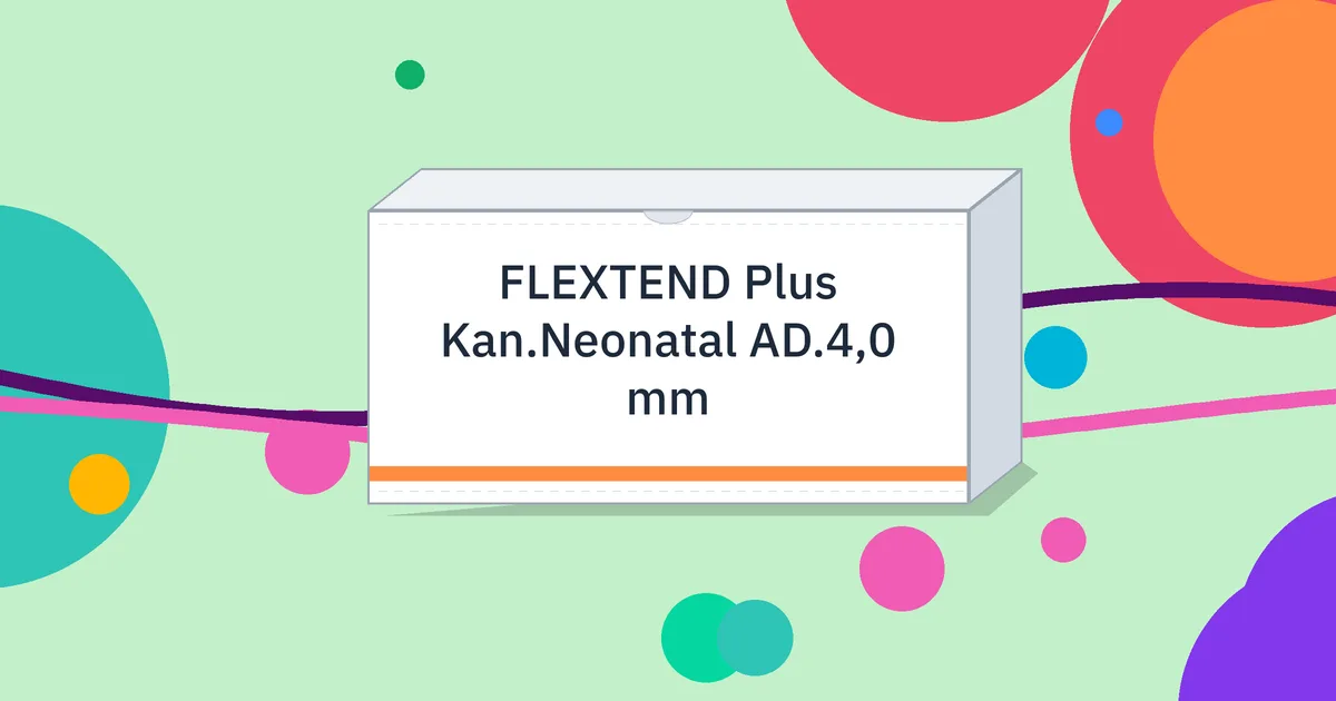 Symbolbild: Packung mit der Aufschrift FLEXTEND Plus Kan.Neonatal AD.4,0 mm (PZN 09217072) – Verfügbarkeit und Bezug in Apotheken in Frankfurt am Main