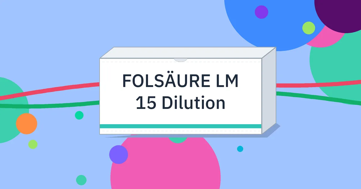 Symbolbild: Packung mit der Aufschrift FOLSÄURE LM 15 Dilution (PZN 12873147) – Verfügbarkeit und Bezug in Apotheken in Frankfurt am Main