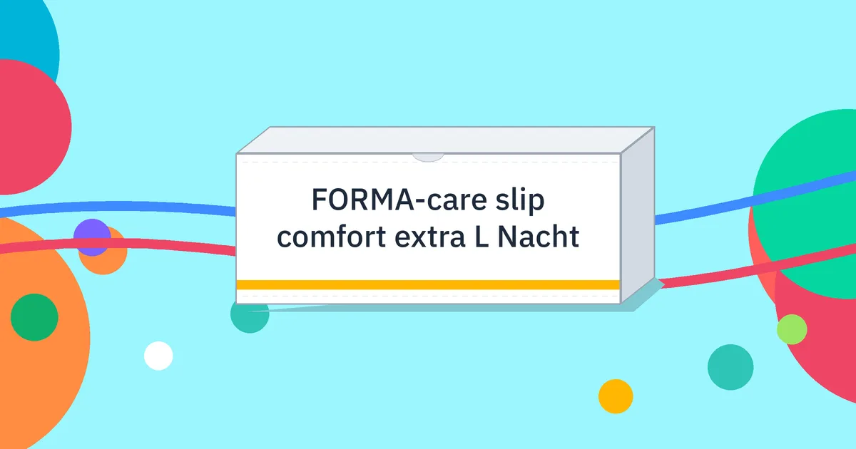 Symbolbild: Packung mit der Aufschrift FORMA-care slip comfort extra L Nacht (PZN 18310770) – Verfügbarkeit und Bezug in Apotheken in Frankfurt am Main