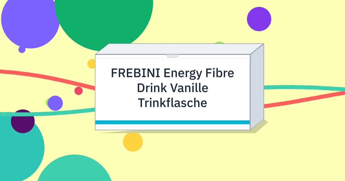 Symbolbild: Packung mit der Aufschrift FREBINI Energy Fibre Drink Vanille Trinkflasche (PZN 15565854) – Verfügbarkeit und Bezug in Apotheken in Frankfurt am Main