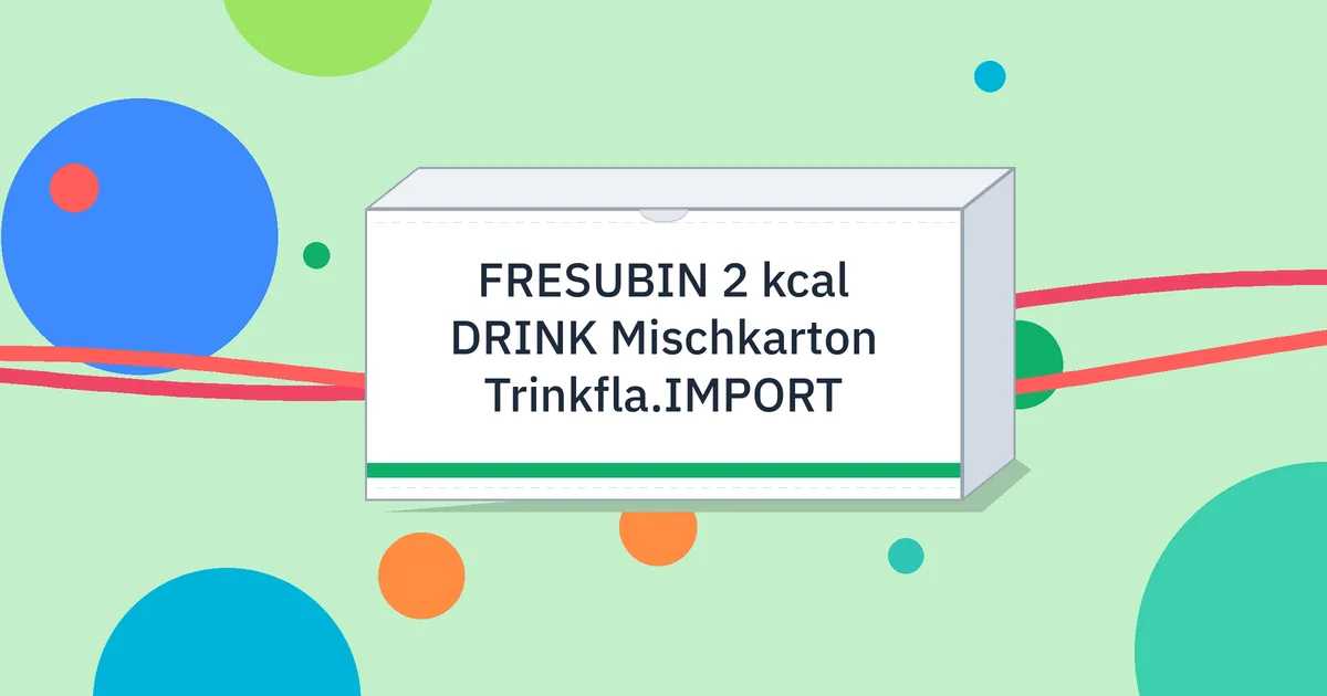 Symbolbild: Packung mit der Aufschrift FRESUBIN 2 kcal DRINK Mischkarton Trinkfla.IMPORT (PZN 19492342) – Verfügbarkeit und Bezug in Apotheken in Frankfurt am Main