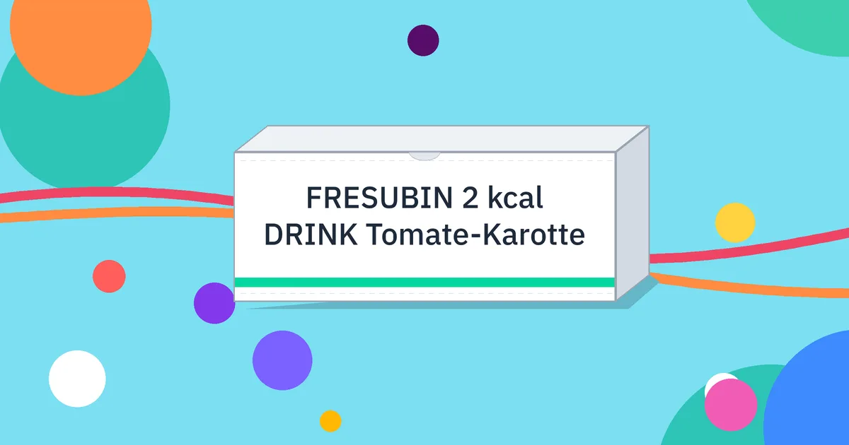 Symbolbild: Packung mit der Aufschrift FRESUBIN 2 kcal DRINK Tomate-Karotte (PZN 14139061) – Verfügbarkeit und Bezug in Apotheken in Frankfurt am Main