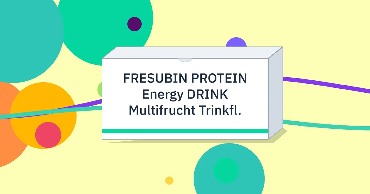 Symbolbild: Packung mit der Aufschrift FRESUBIN PROTEIN Energy DRINK Multifrucht Trinkfl. (PZN 20192102) – Verfügbarkeit und Bezug in Apotheken in Frankfurt am Main