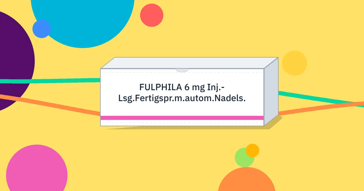 Symbolbild: Packung mit der Aufschrift FULPHILA 6 mg Inj.-Lsg.Fertigspr.m.autom.Nadels. (PZN 18458679) – Verfügbarkeit und Bezug in Apotheken in Frankfurt am Main