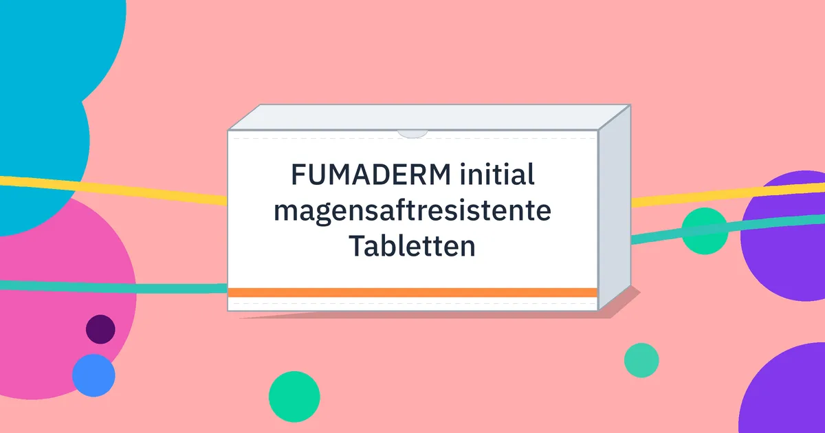 Symbolbild: Packung mit der Aufschrift FUMADERM initial magensaftresistente Tabletten (PZN 06895593) – Verfügbarkeit und Bezug in Apotheken in Frankfurt am Main