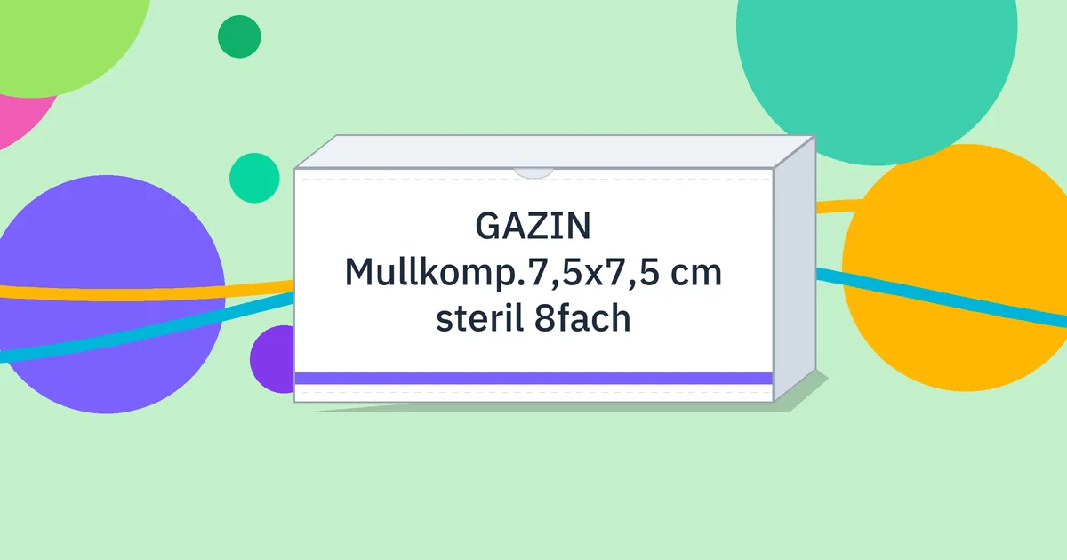 Symbolbild: Packung mit der Aufschrift GAZIN Mullkomp.7,5x7,5 cm steril 8fach (PZN 01561048) – Verfügbarkeit und Bezug in Apotheken in Frankfurt am Main
