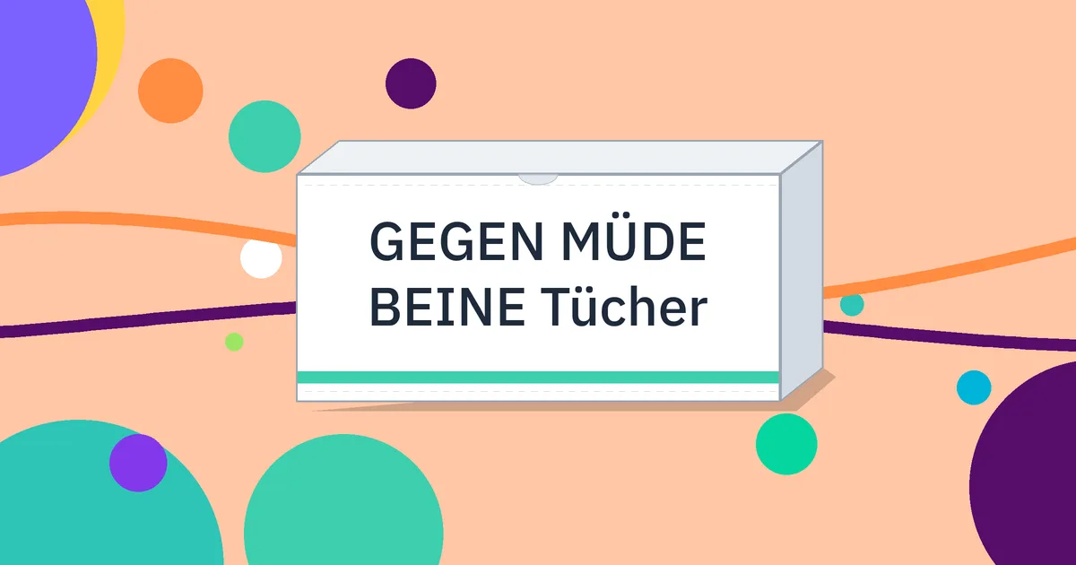 Symbolbild: Packung mit der Aufschrift GEGEN MÜDE BEINE Tücher (PZN 02705259) – Verfügbarkeit und Bezug in Apotheken in Frankfurt am Main