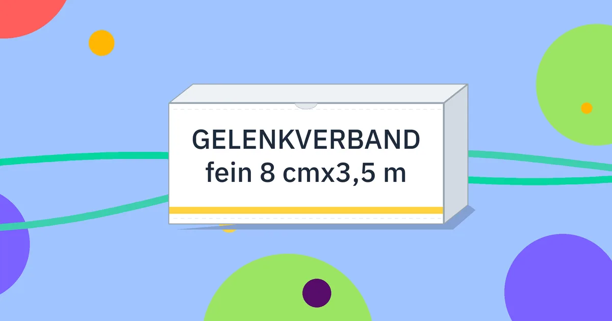 Symbolbild: Packung mit der Aufschrift GELENKVERBAND fein 8 cmx3,5 m (PZN 01721492) – Verfügbarkeit und Bezug in Apotheken in Frankfurt am Main