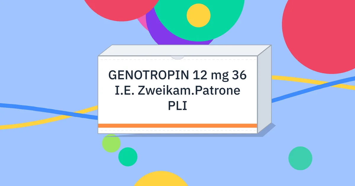 Symbolbild: Packung mit der Aufschrift GENOTROPIN 12 mg 36 I.E. Zweikam.Patrone PLI (PZN 00042725) – Verfügbarkeit und Bezug in Apotheken in Frankfurt am Main